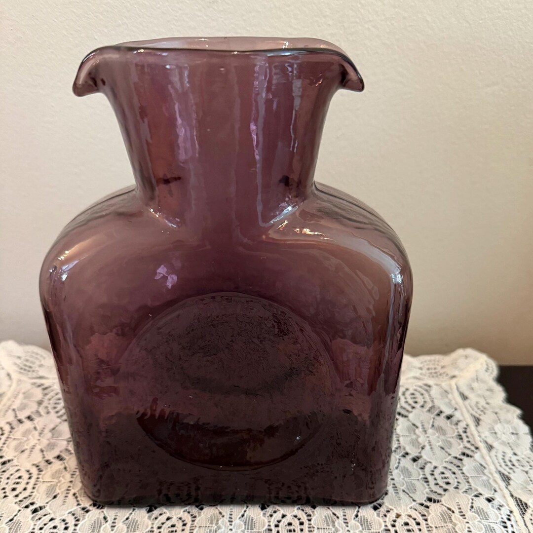 Vintage Blenko Glass Amethyst Double Spout Water Pitcher #384 - Etsy
