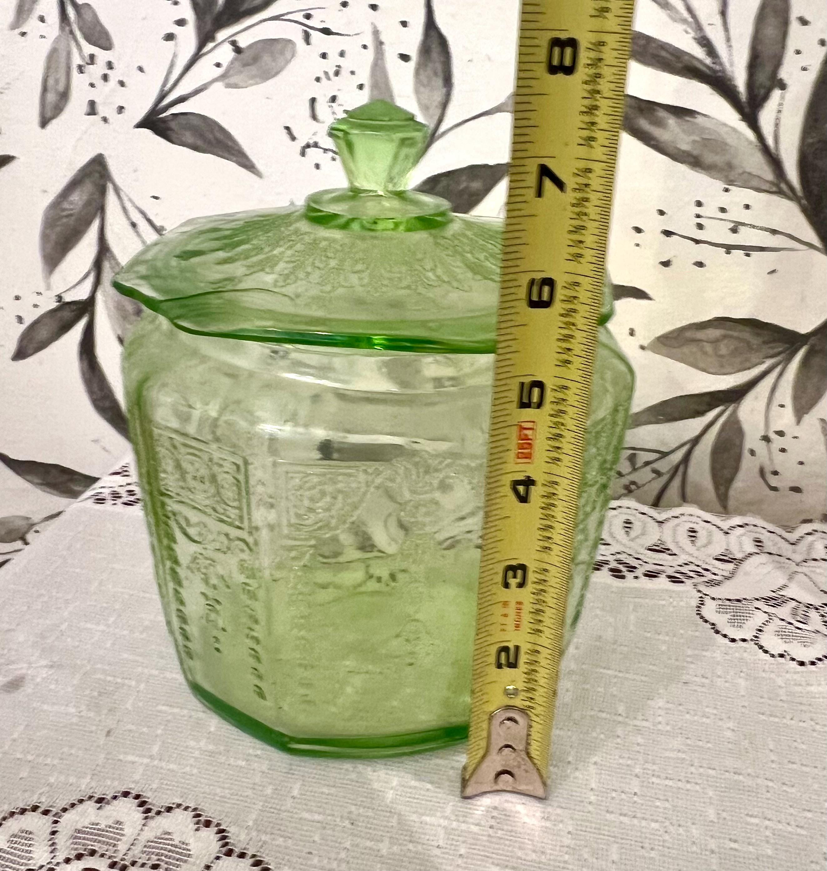 Uranium Green Depression Glass Cookie Jar Princess Pattern - Etsy