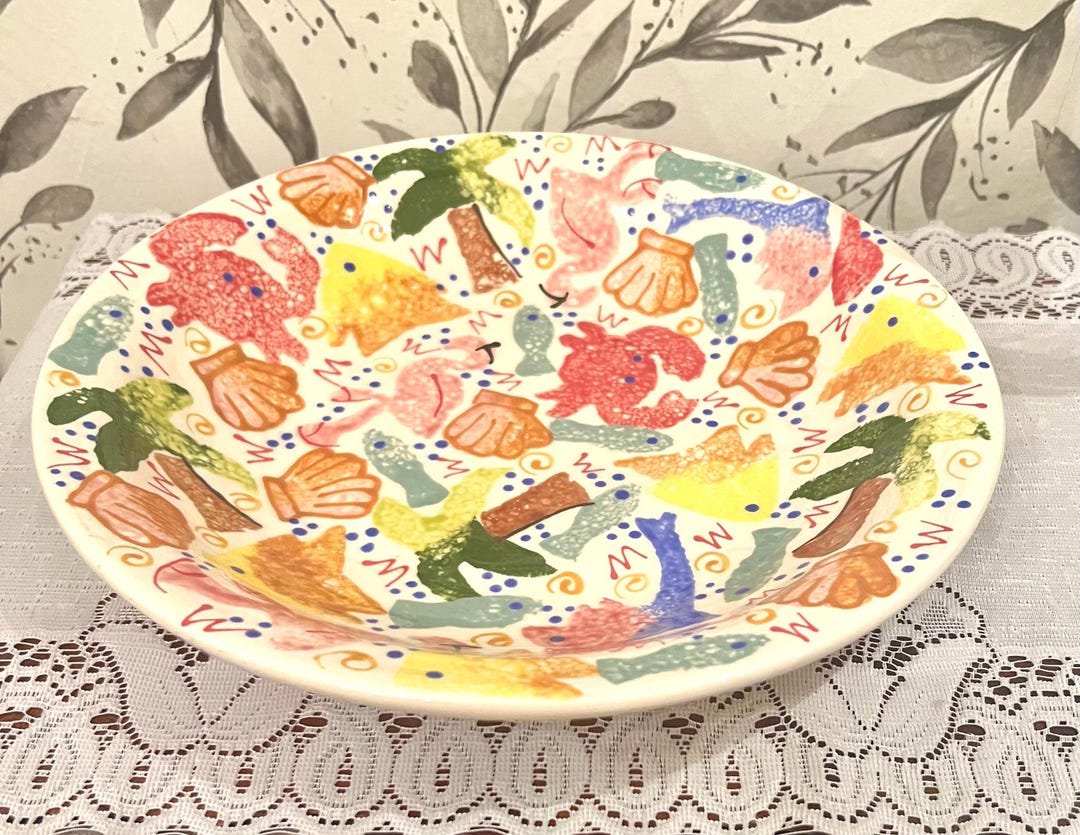 Sea Life Pottery Bowl Key West Signed by Artist Sari Vintage - Etsy