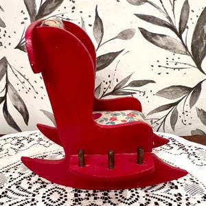 Vintage Red Wooden Small Rocking Chair Pin Cushion and Thread Holder - Etsy