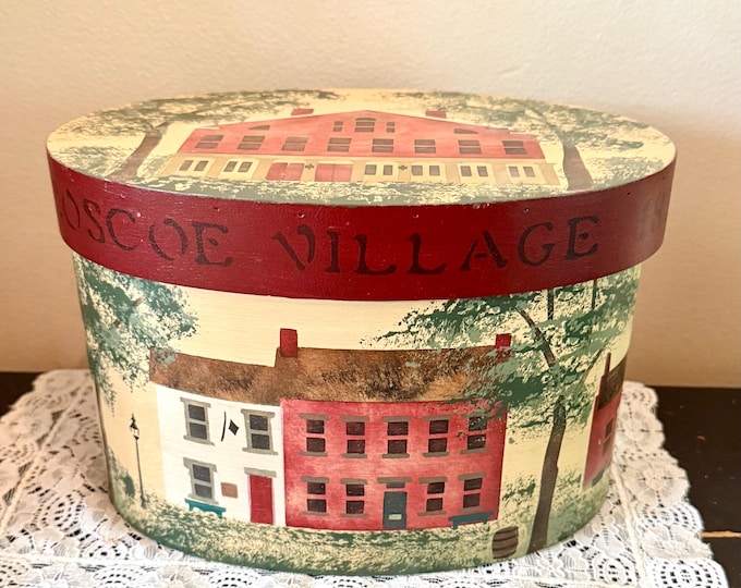 Hand Painted Oval Wooden Shaker Box Roscoe Village Ohio Betty Maclaren ...