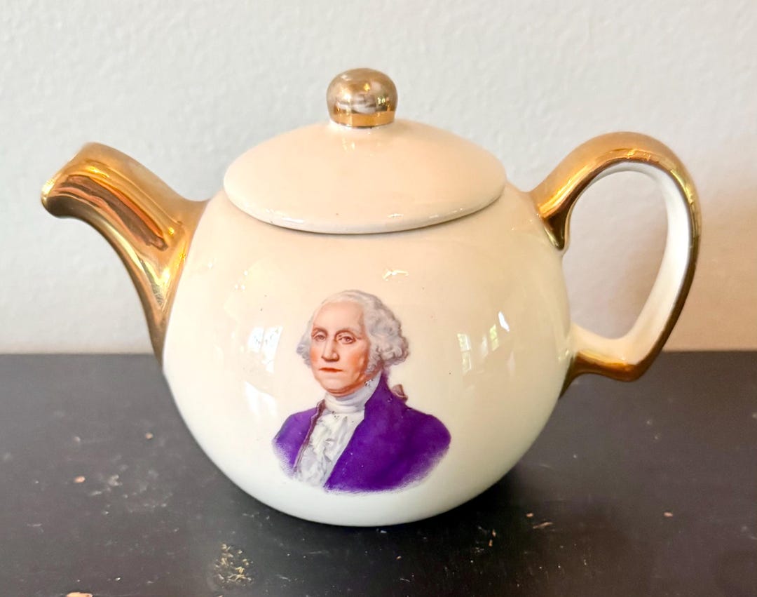 Vintage George Washington Small Tea Pot White/gold 4” - Etsy