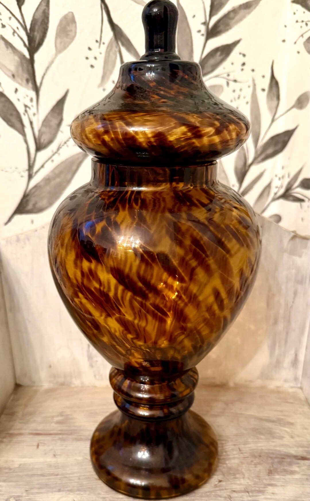 Tortoiseshell Large Apothecary/pedestal Jar Brown Glass Jar - Etsy