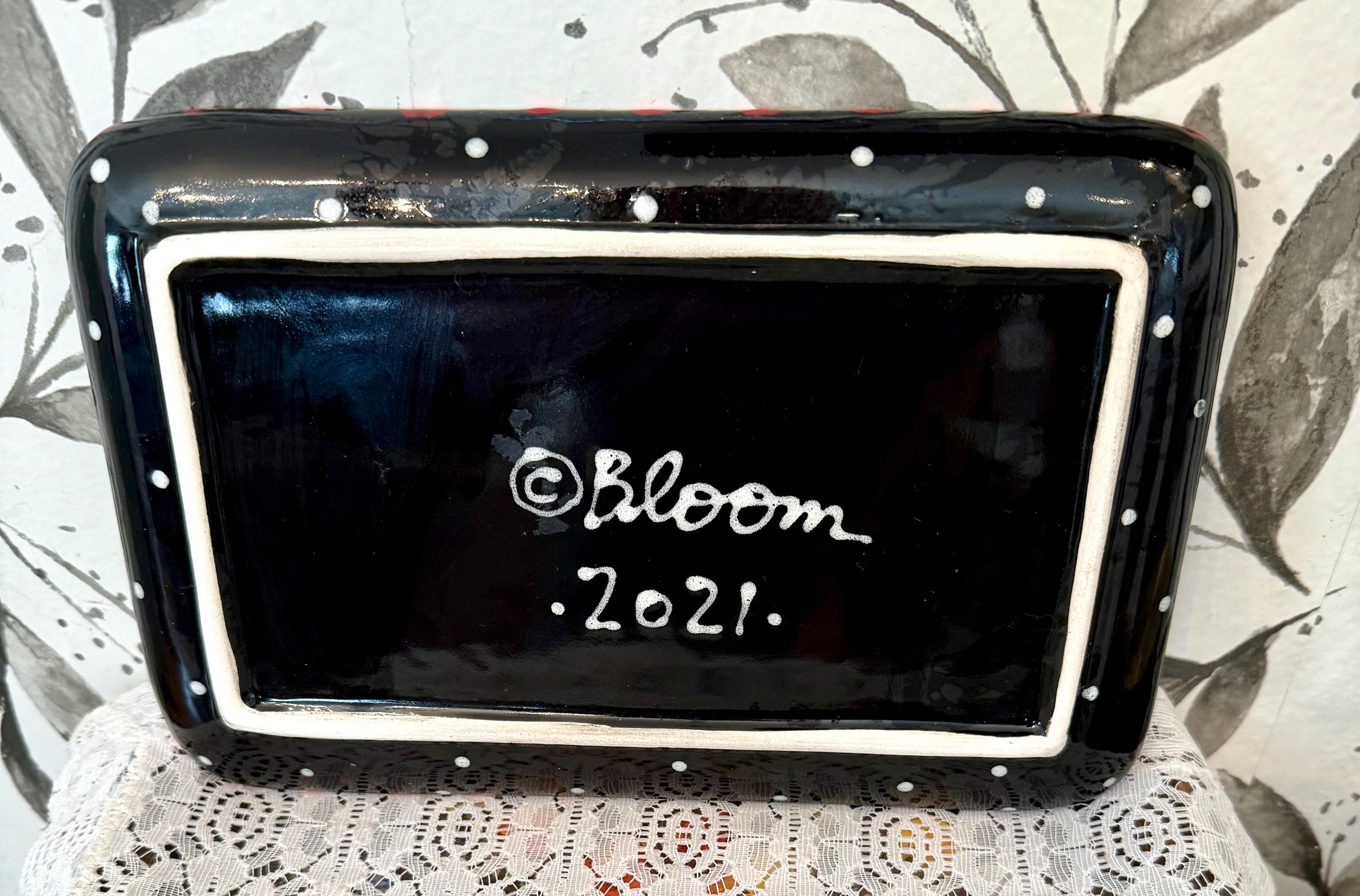 Ceramic Hand Painted Folk Art Bird and Flower Tray by Sharon Bloom ...