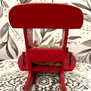 Vintage Red Wooden Small Rocking Chair Pin Cushion and Thread Holder - Etsy