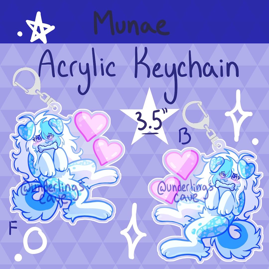 Munae Sparkledog || 3.5 In. Acrylic || Blue Furry Keychain - Etsy