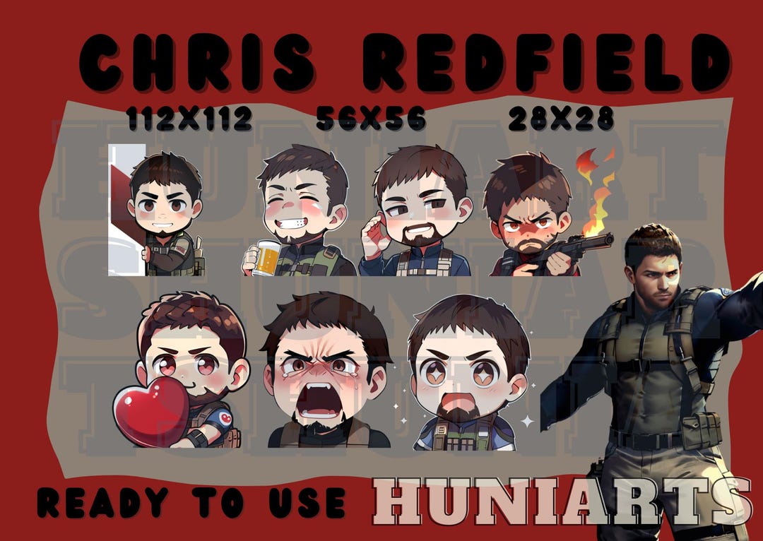 Resident Evil - Chris Redfield Emote Set Anime Emotes, Discord/twitch ...