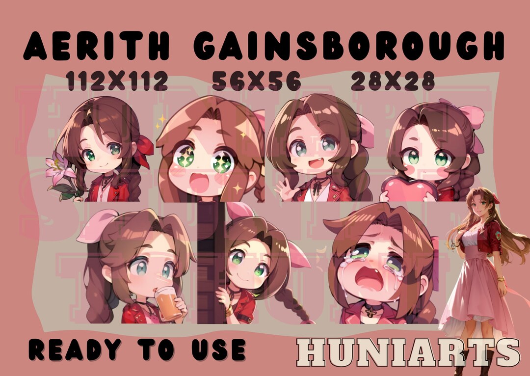 Final Fantasy 7 VII Remake - Aerith Emote Set Anime Emotes, Discord ...