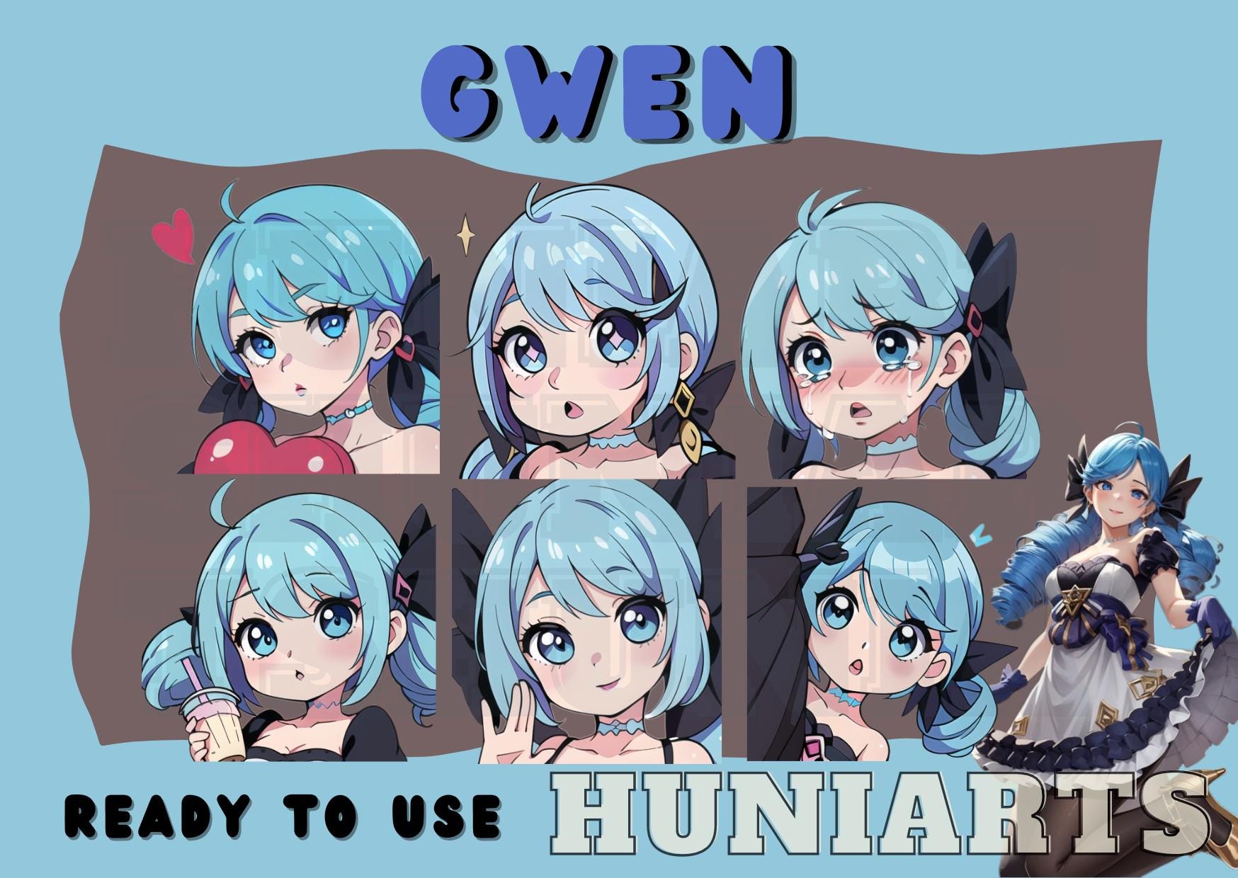 League of Legends Gwen Emotes Anime Emotes, Discord/twitch/youtube ...