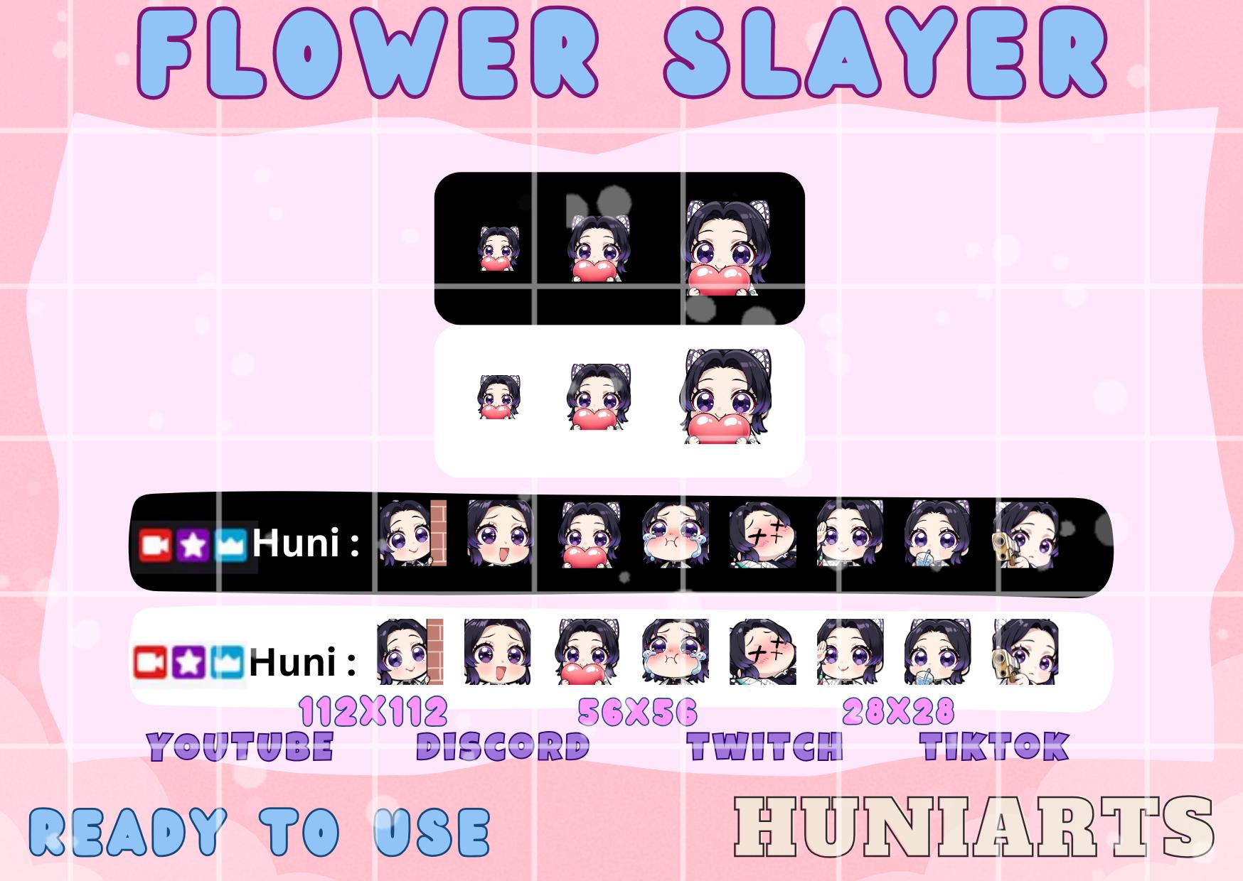 Flower Slayer Emote,flower Cute Slayer Emote,anime Girl,flower Girl ...