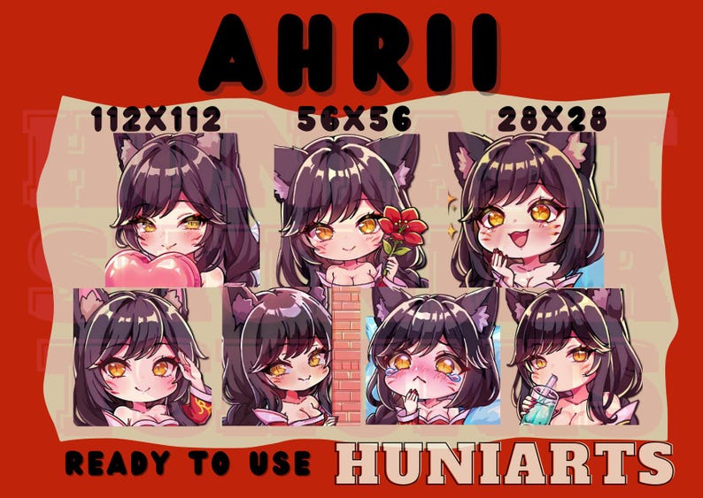 League of Legends Ahri Emotes | KDA Chibi Anime Discord & Twitch - Etsy
