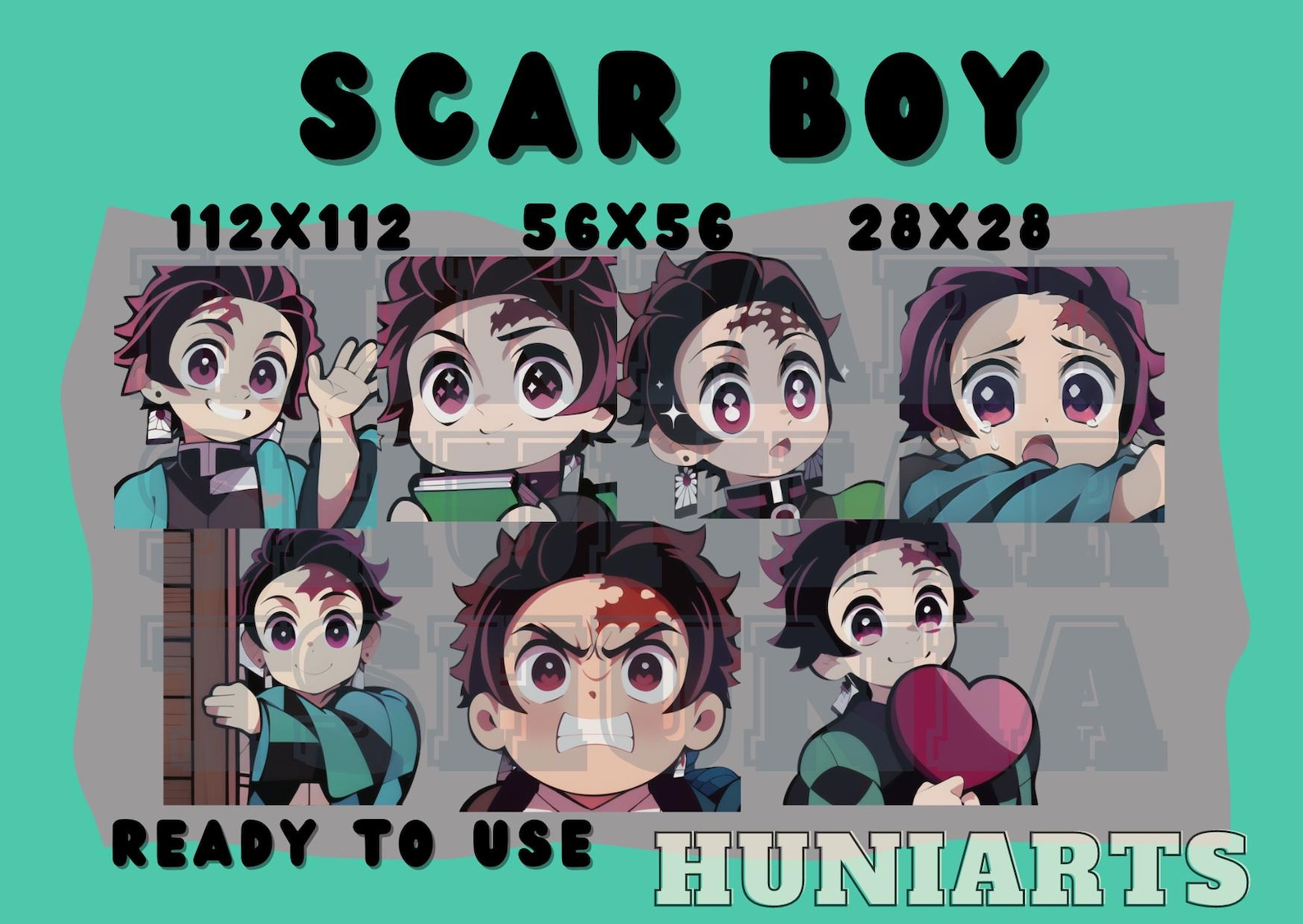 Scar Boy Lovely Cheerful Boy Anime Boy, Anime Emotes, Chibi Emotes for ...