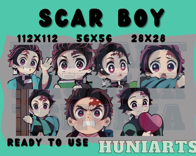 Scar Boy Lovely Cheerful Boy Anime Boy, Anime Emotes, Chibi Emotes for ...