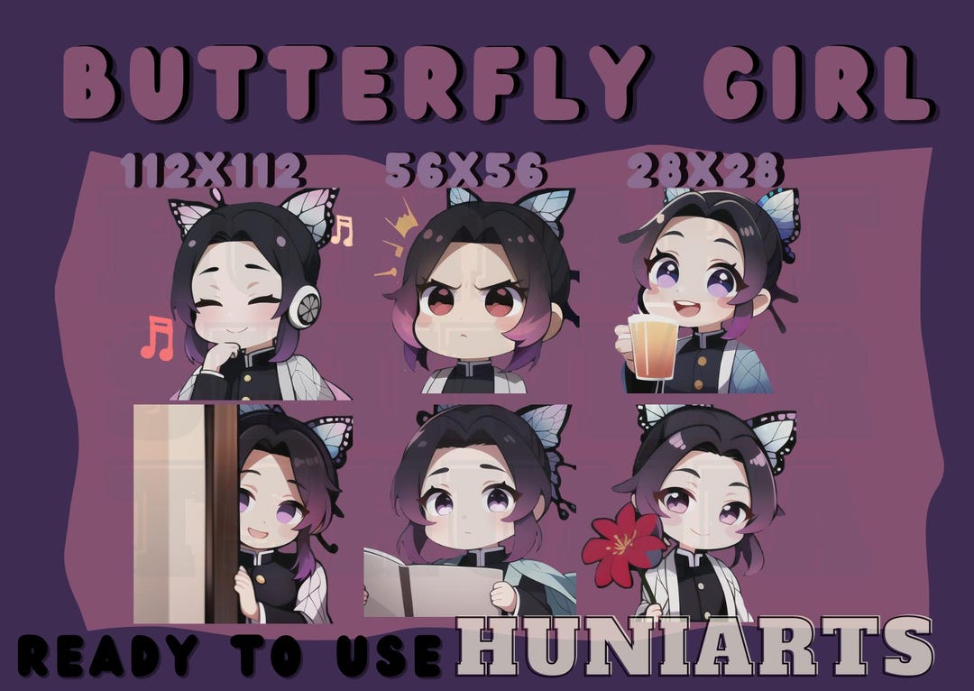 Butterfly Girl Cute Girl Purple Hair Waifu Anime Girl, Anime Emotes ...