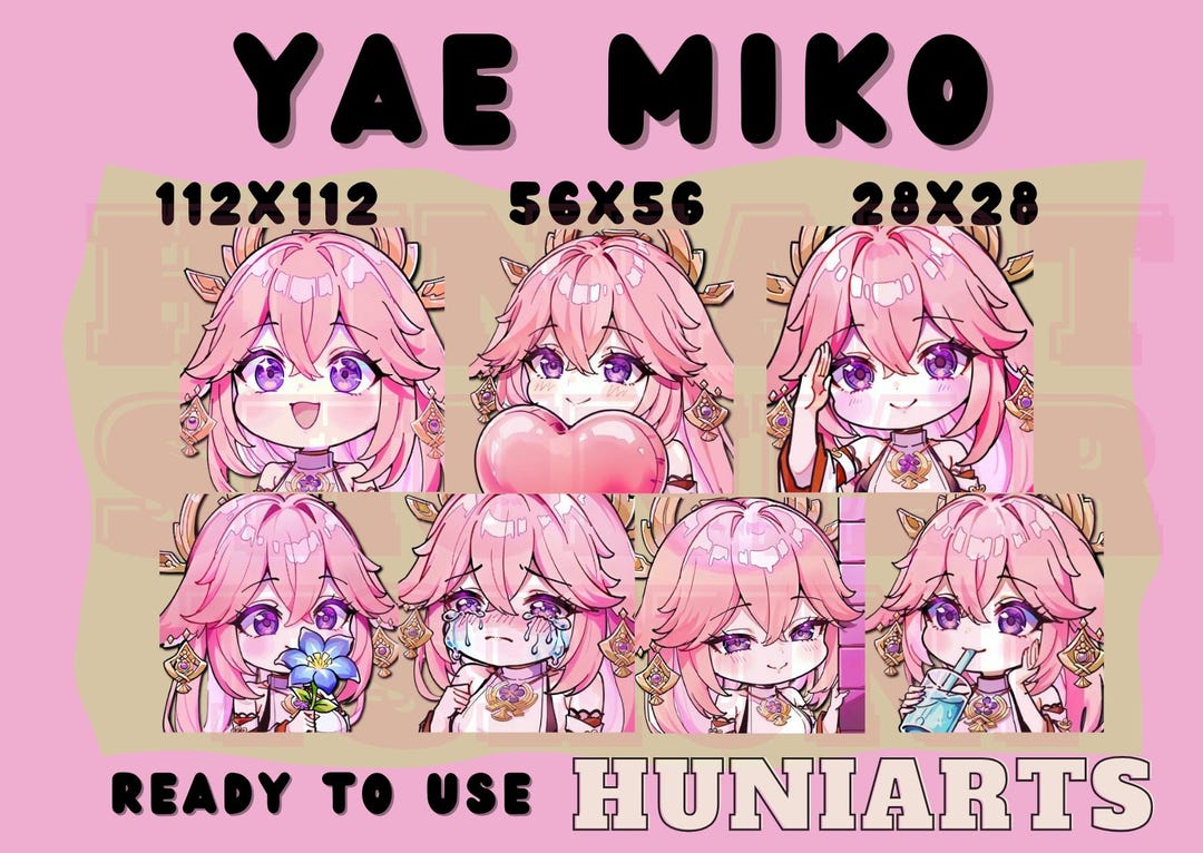 Genshin Impact Yae Miko Emotes | Chibi Anime Vtuber Discord & Twitch ...