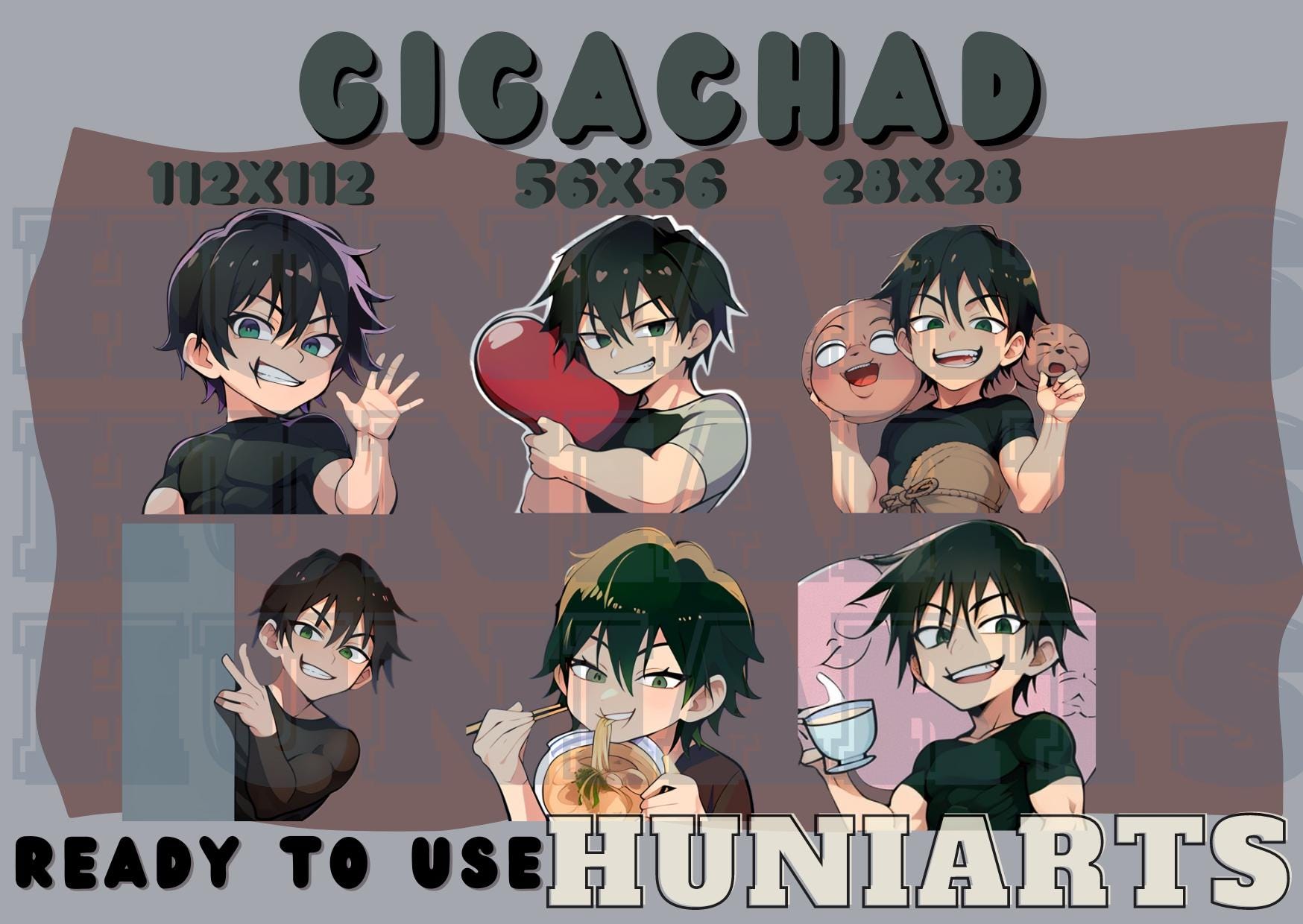 Black Hair Muscular Boy Gigachad Cool Boy Anime Boy, Anime Emotes ...