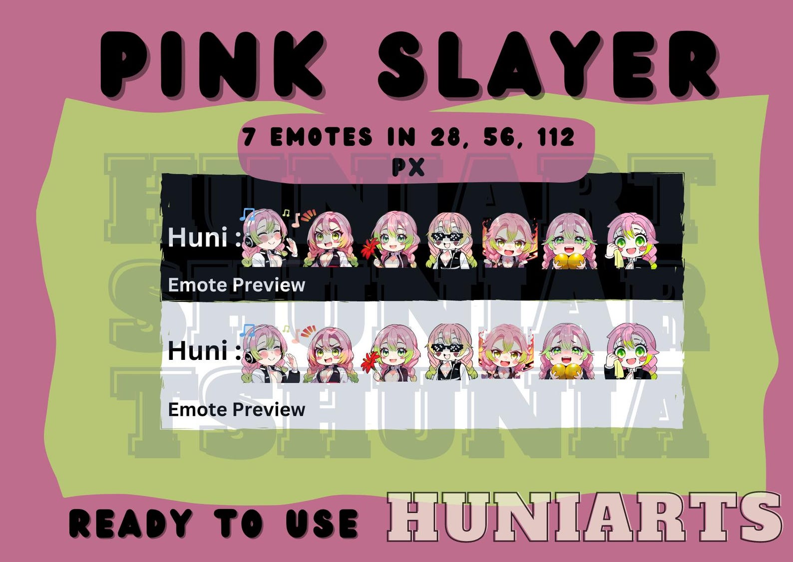 Lovely Pink Slayer Waifu Girl Anime Girl, Anime Emotes, Chibi Emotes ...