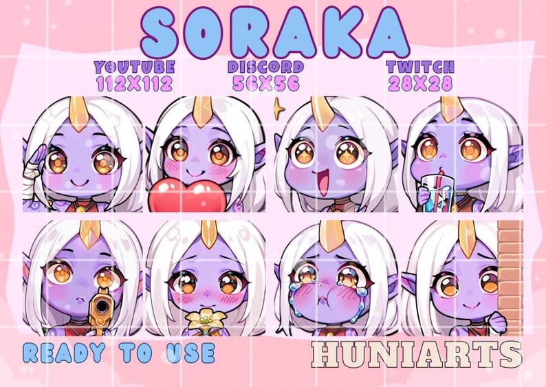 League of Legends Soraka Emotes | Chibi Anime Vtuber Discord & Twitch ...