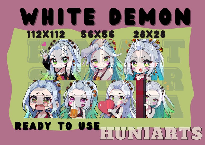 White Demon Girl Anime Girl, Anime Emotes, Chibi Emotes for Twitch ...