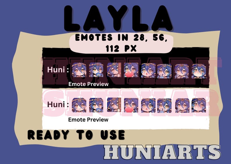 Genshin Impact Layla Emotes | Chibi Anime Vtuber Discord & Twitch Set ...