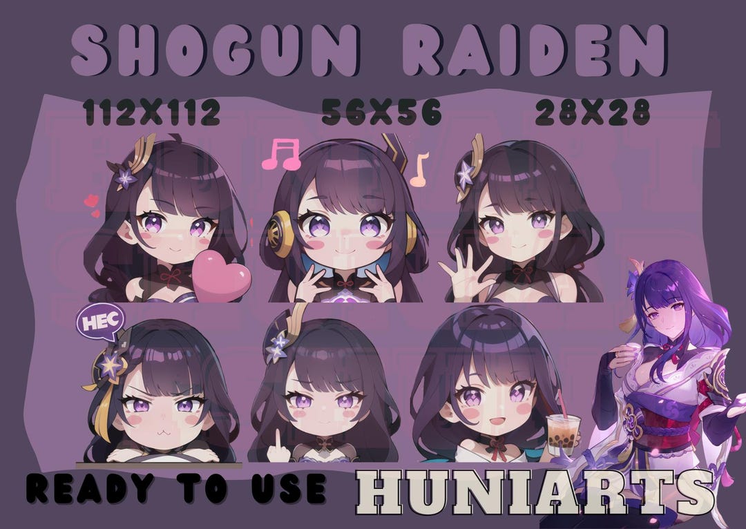 Genshin Impact Shogun Raiden Emote Set Anime Emotes, Discord/twitch ...