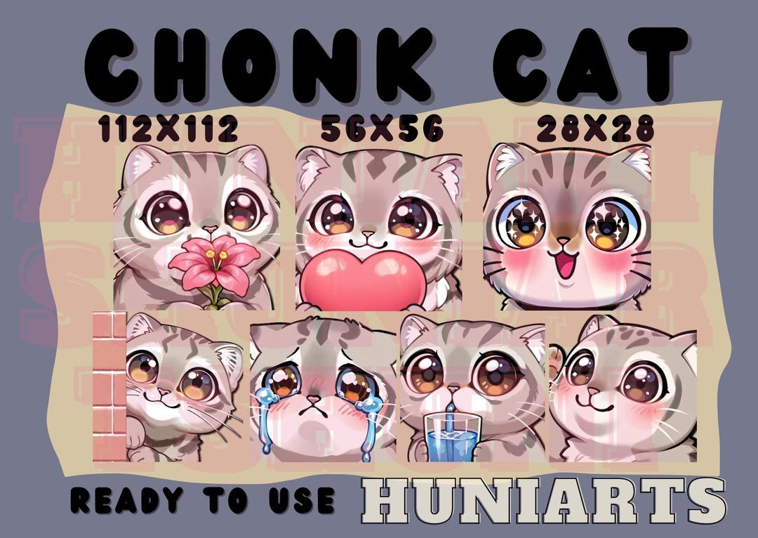 Chonky Cat Emotes,7 Chonky Cat Emotes for Twitch & Discord • Funny Fat ...