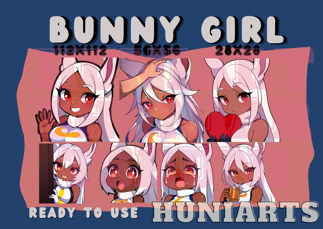 Bunny Girl White Hair Girl Waifu Girl Anime Girl Anime Emotes Chibi Emotes For Twitchdiscord 