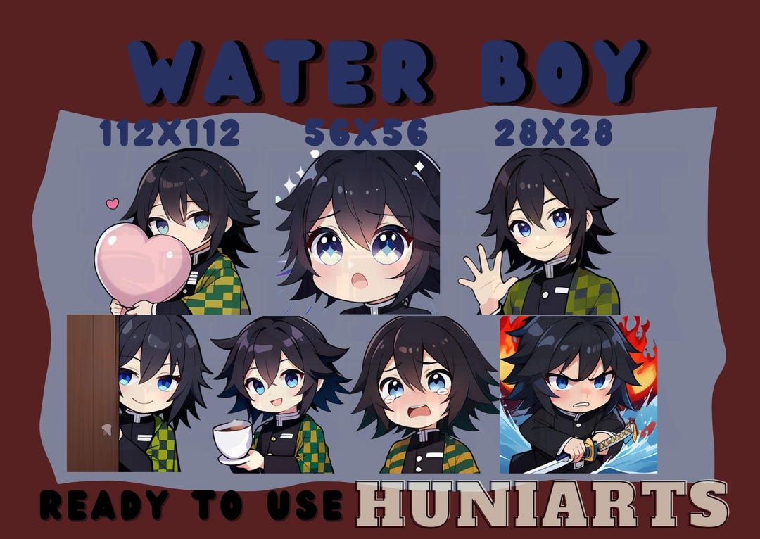 Water Boy Anime Boy, Water Fighter Anime Emotes, Chibi Emotes for ...