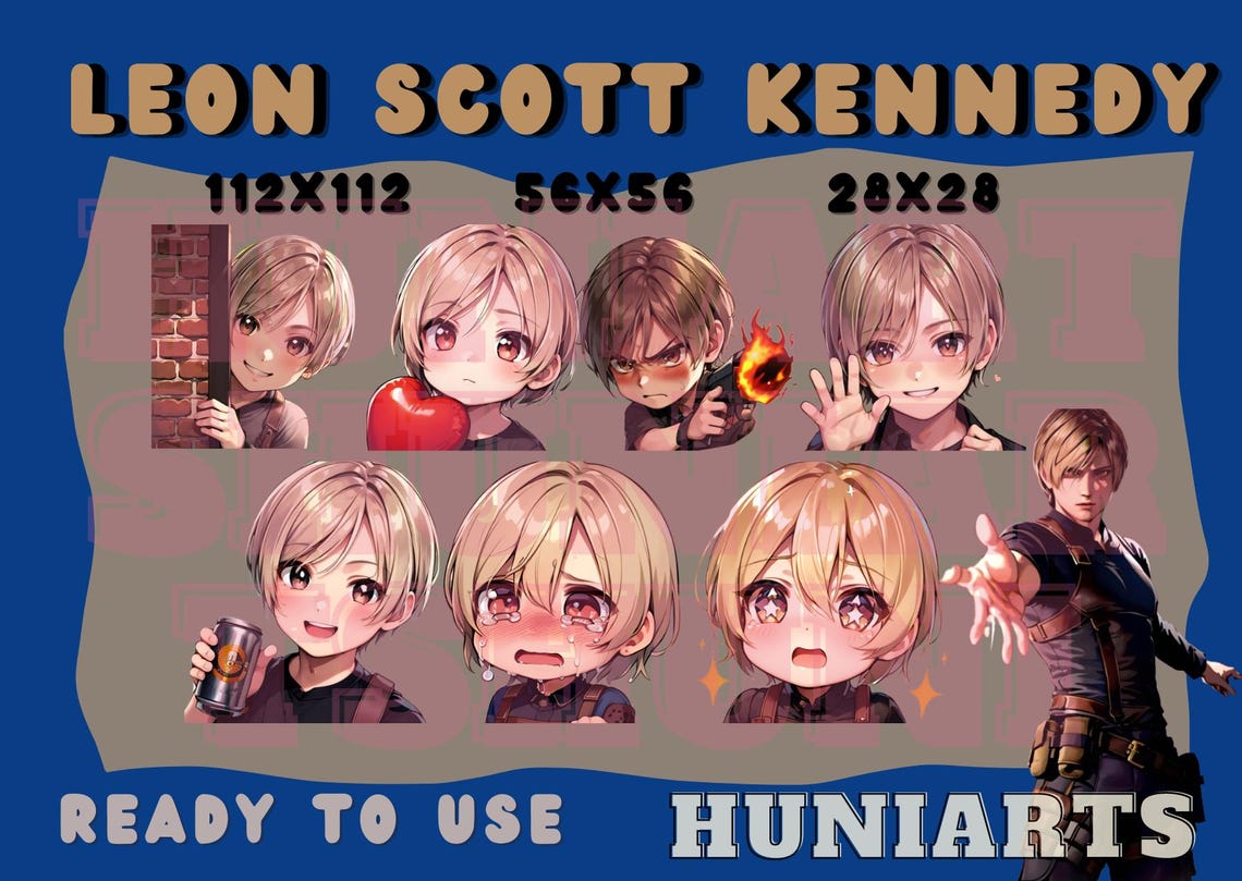 Resident Evil - Leon Scott Kennedy Emote Set Anime Emotes, Discord ...