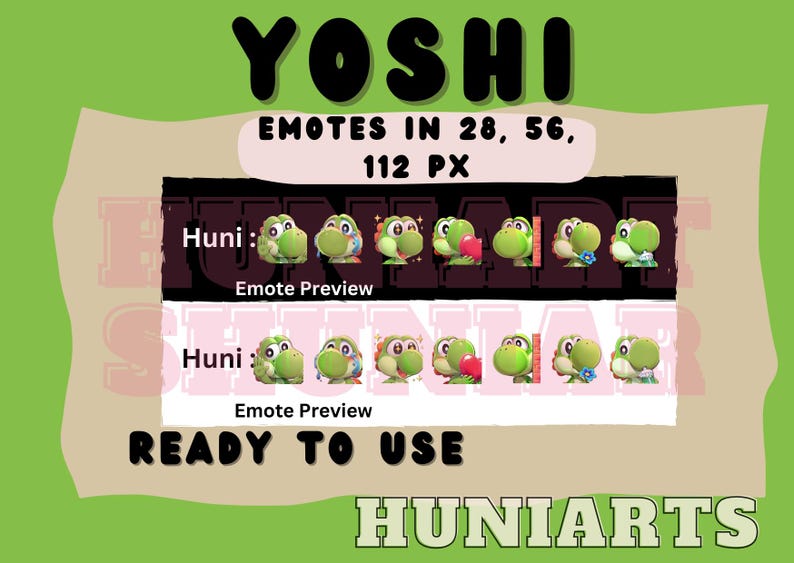 Yoshi Emotes Twitch | Cute Green Dino Emote Pack | Smash Bros Yoshi ...