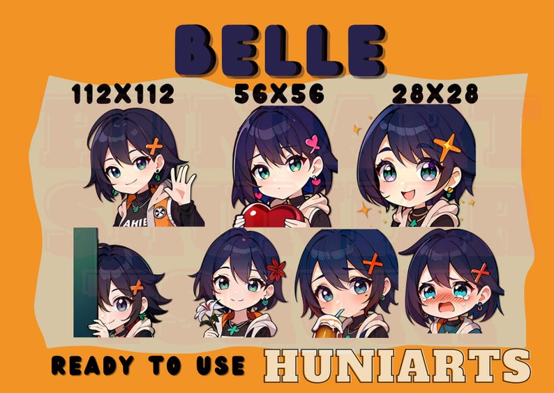 Zenless Zone Zero Belle Emote Set | Discord/twitch/vtuber Anime Chibi ...