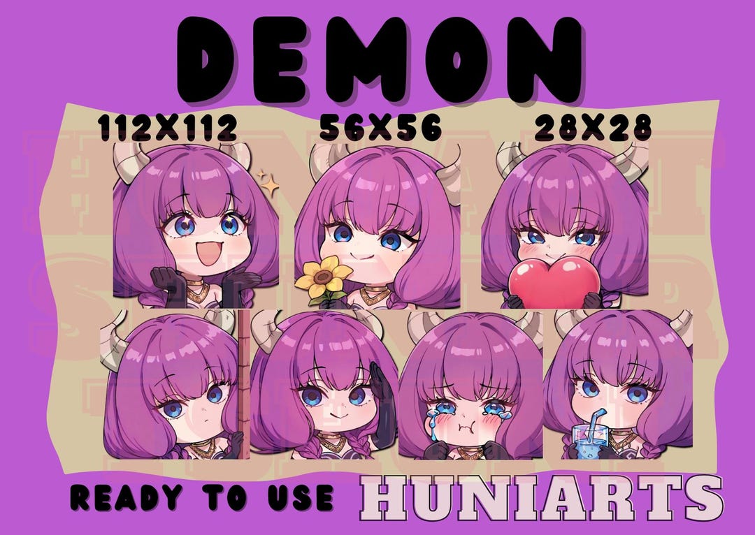 Demon, Anime High Demon, Demon Anime Girl Emotes, Purple Demon Emotes ...