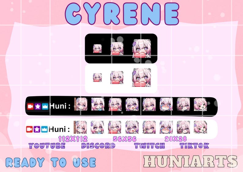 Honkai Star Rail Cyrene Emote Set | Discord/twitch/anime Chibi Vtuber ...