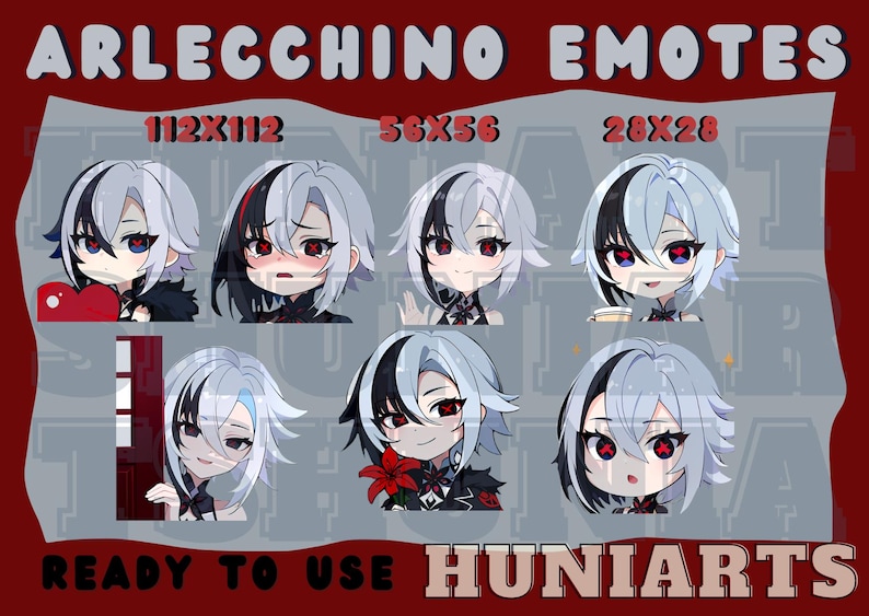 Genshin Impact - Arlecchino Emote Set Anime Emotes, Discord/twitch ...