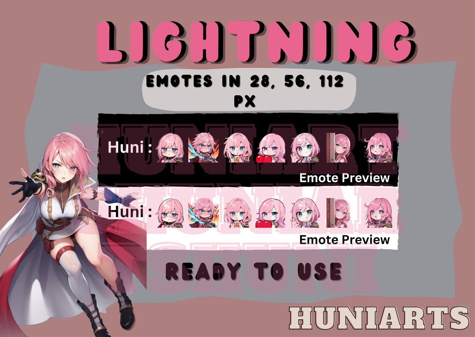 Final Fantasy 13 XIII - Lightning Emote Set Anime Emotes, Discord ...