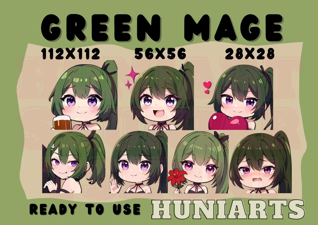 Green Mage, Anime Green Mage Girl, Anime Girl Emotes, Green Hair Mage ...