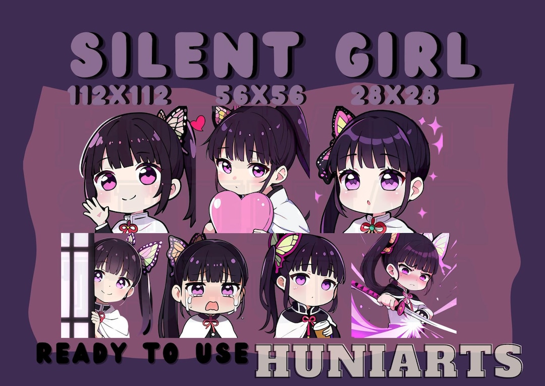 Silent Girl Cute Girl Purple Hair Waifu Anime Girl, Anime Emotes, Chibi ...
