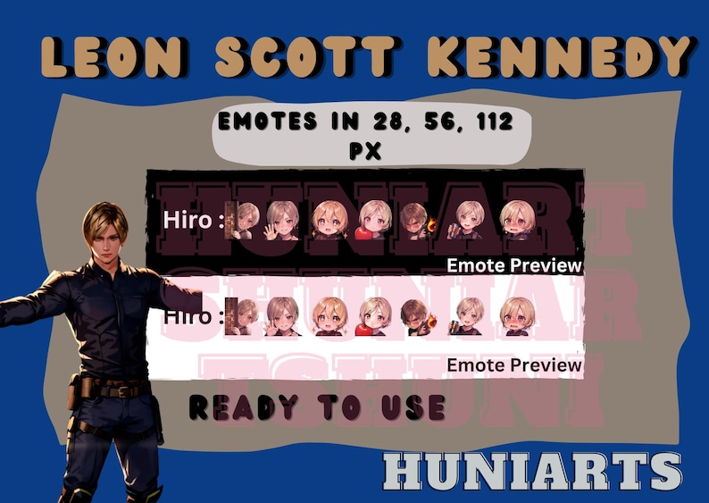 Resident Evil - Leon Scott Kennedy Emote Set Anime Emotes, Discord ...
