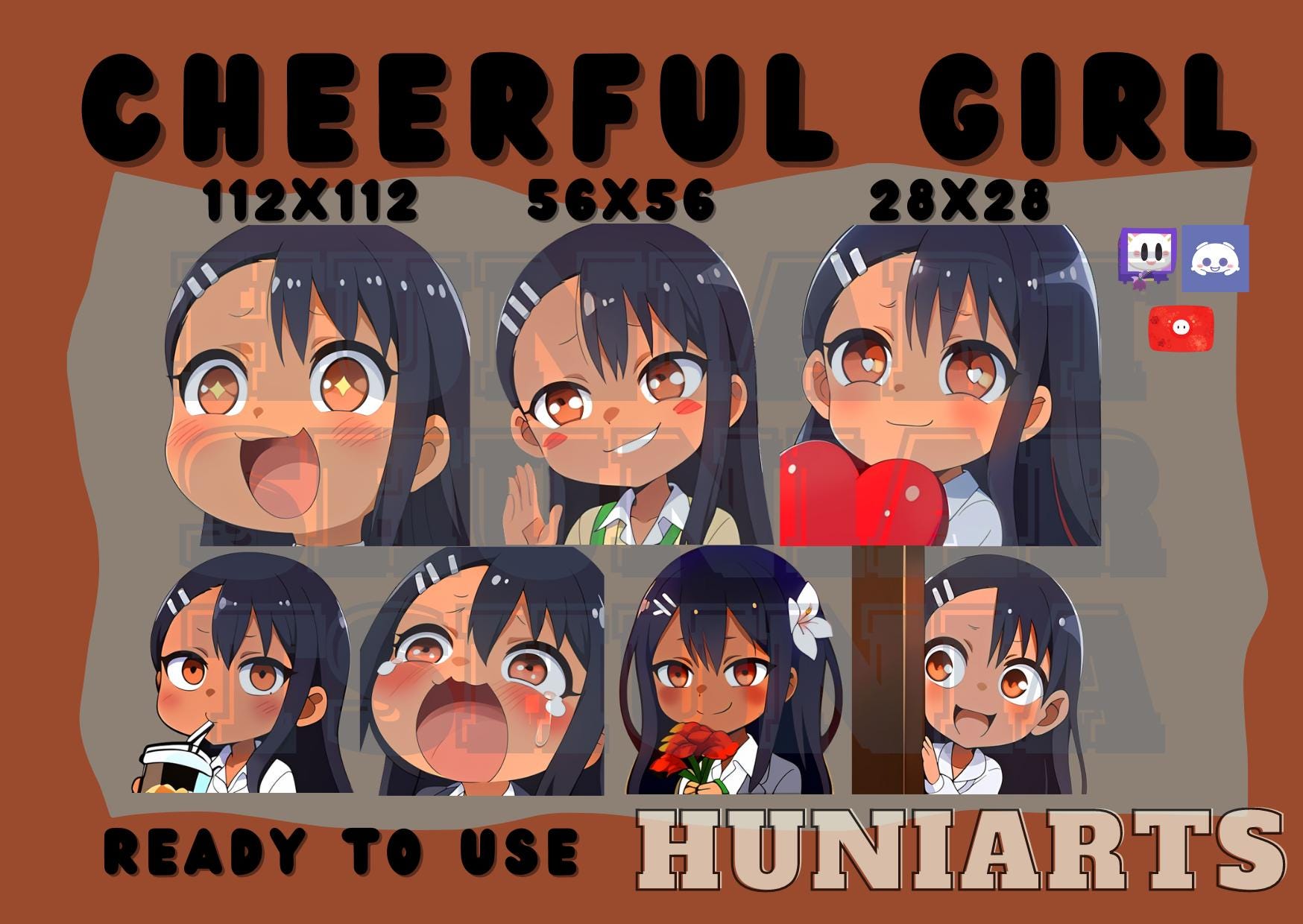Cheerful School Bully Girl Anime Girl, Anime Emotes, Chibi Emotes for ...