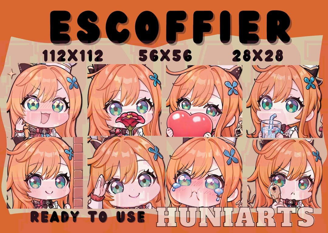 Genshin Impact Escoffier Emotes | Discord/twitch Anime Chibi Vtuber Set ...