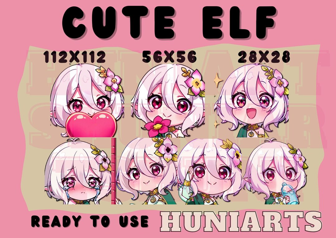 Cute Elf, Anime Elf Mage Girl, Anime Girl Emotes, White Hair Elf Mage ...