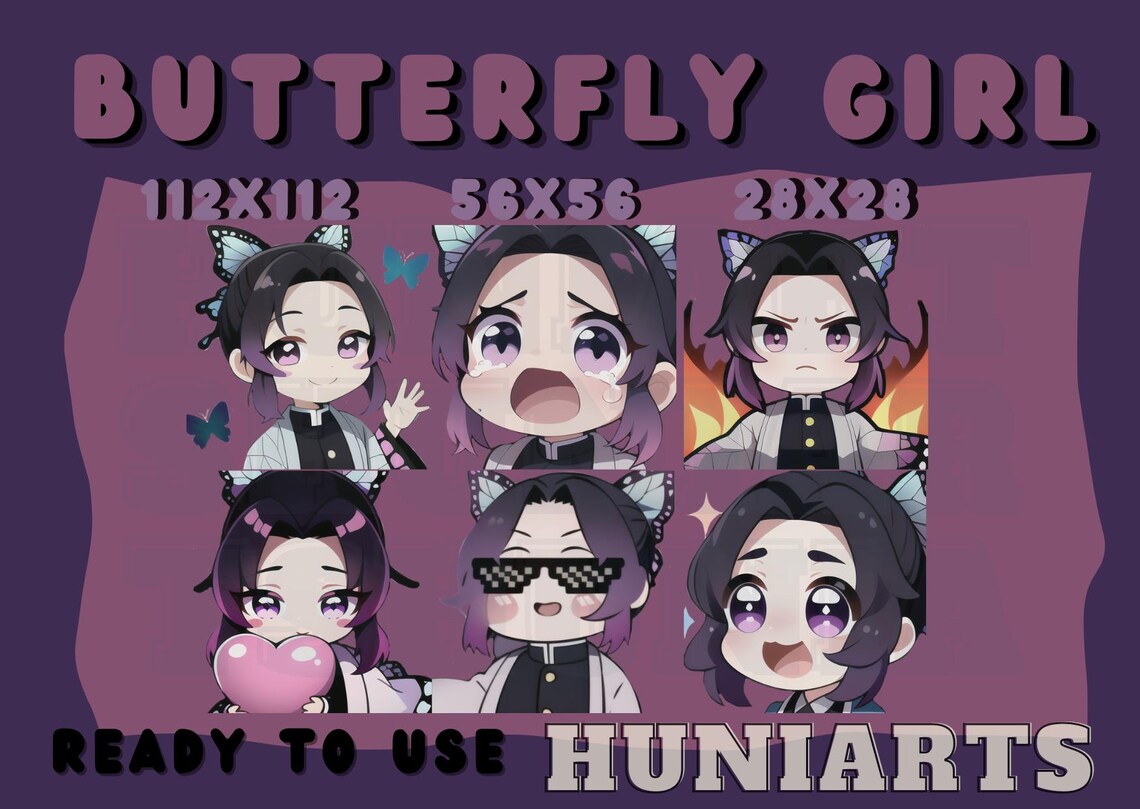 Butterfly Girl Cute Girl Purple Hair Waifu Anime Girl, Anime Emotes ...