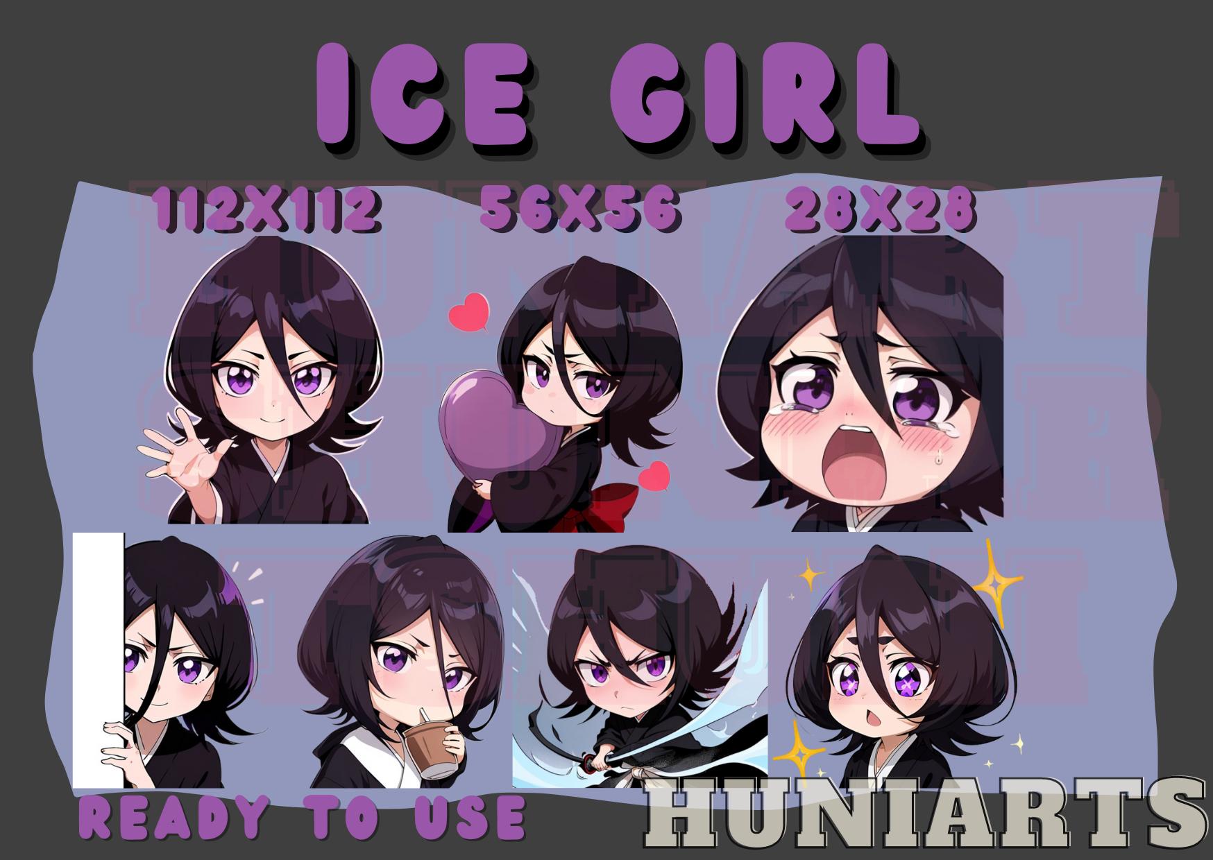 Ice Girl Cute Girl Black Hair Waifu Anime Girl, Anime Emotes, Chibi ...