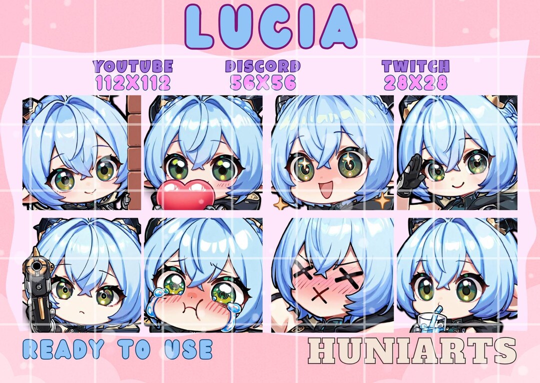 Zenless Zone Zero Lucia Emote Set | Discord/twitch/anime Chibi Vtuber ...