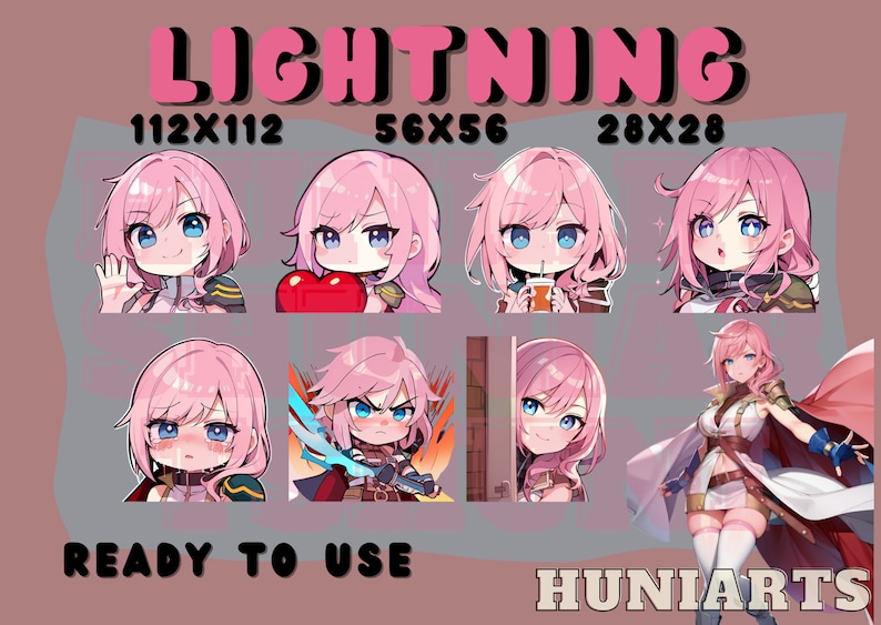 Final Fantasy 13 XIII - Lightning Emote Set Anime Emotes, Discord ...