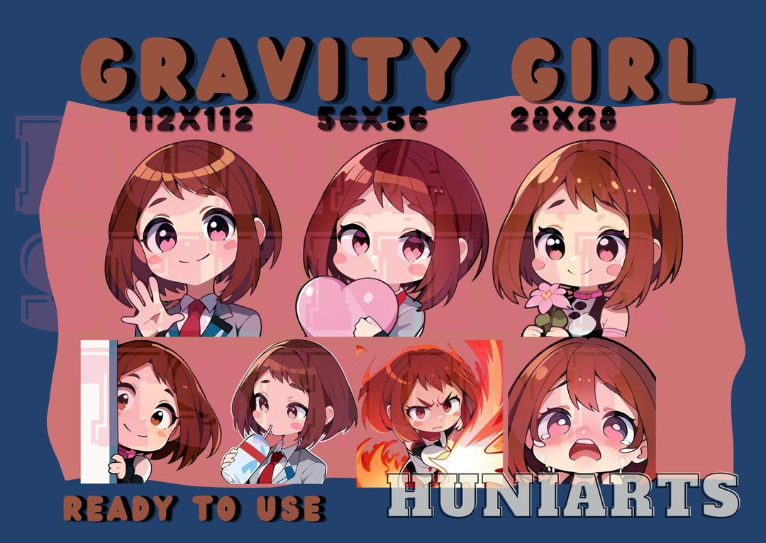 Gravity Brown Hair Waifu Girl Anime Girl, Anime Emotes, Chibi Emotes ...
