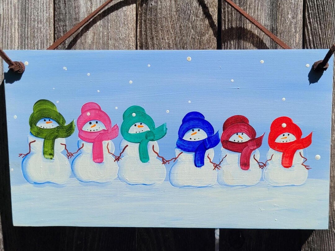 Personalized 5-8 Family of Snowmen Wood Sign: 5 to 8 Snowman, Hand ...