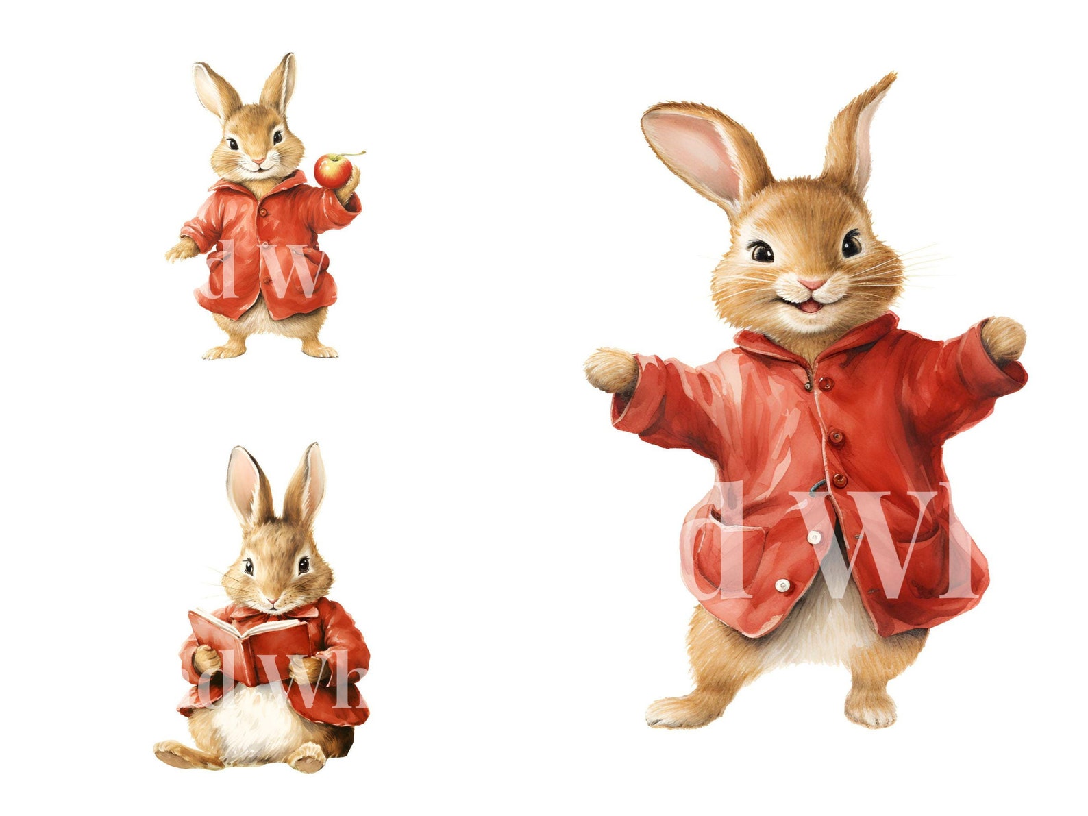 10 Peter Rabbit "flopsy" Cliparts, Beatrix Potter Style - High Quality ...