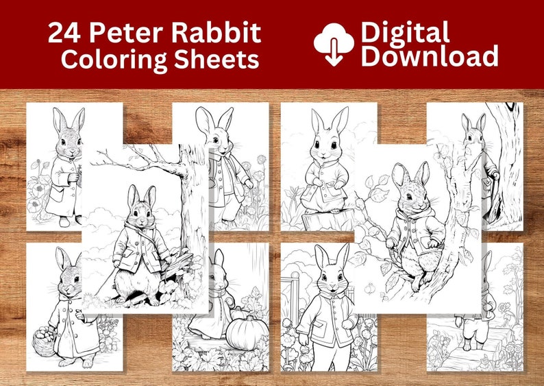 Peter Rabbit Coloring Pages 24 Printable Pages for Bunny Coloring ...