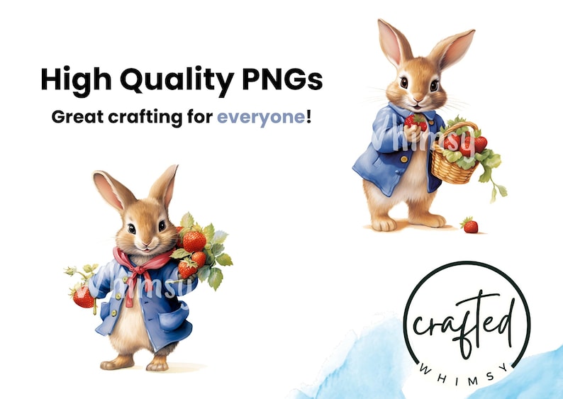 5 Peter Rabbit Clipart, Beatrix Potter Bunny Pngs (digital Download ...